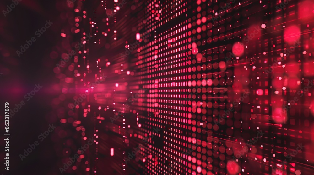Red pixelated background illustrating a digital data point pattern ...
