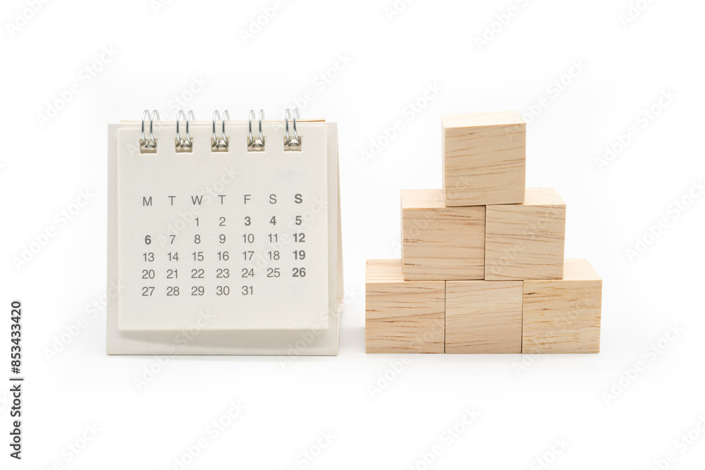 Cube shape wooden block toy stacked in pyramid shape without graphics ...