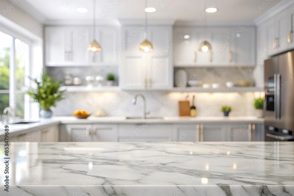 Стоковое фото «Modern Kitchen Countertop with Blurred Background ...