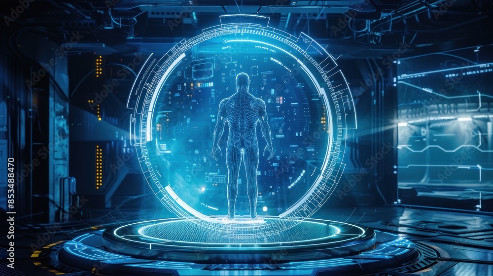 Visual Screen The anatomy of the human body above the research ...