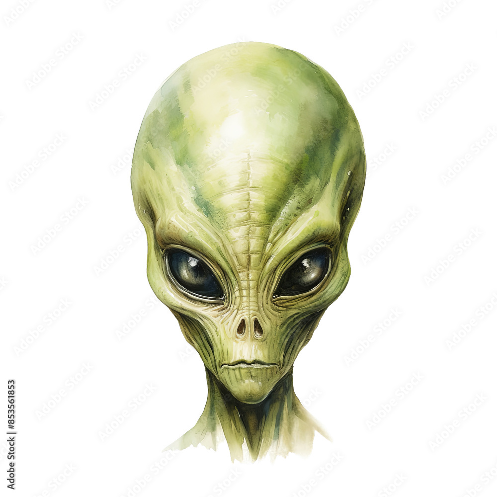 Alien head watercolor clipart illustration isolated on transparent ...