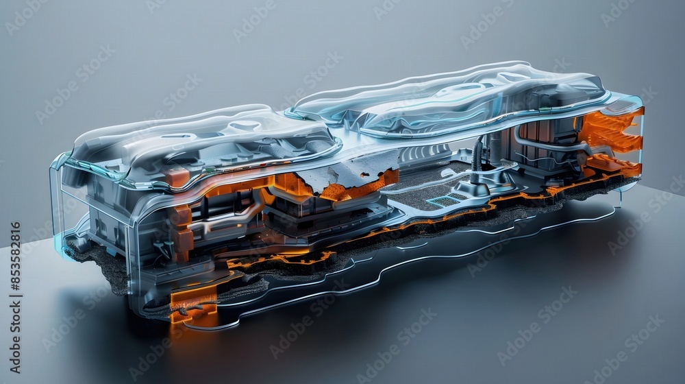 Detailed Cross-Section of Intricate Zinc-Based Battery Cell with ...
