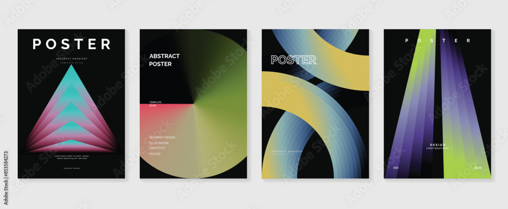 Modern gradient poster background vector set. Minimalist style cover template with vibrant ...