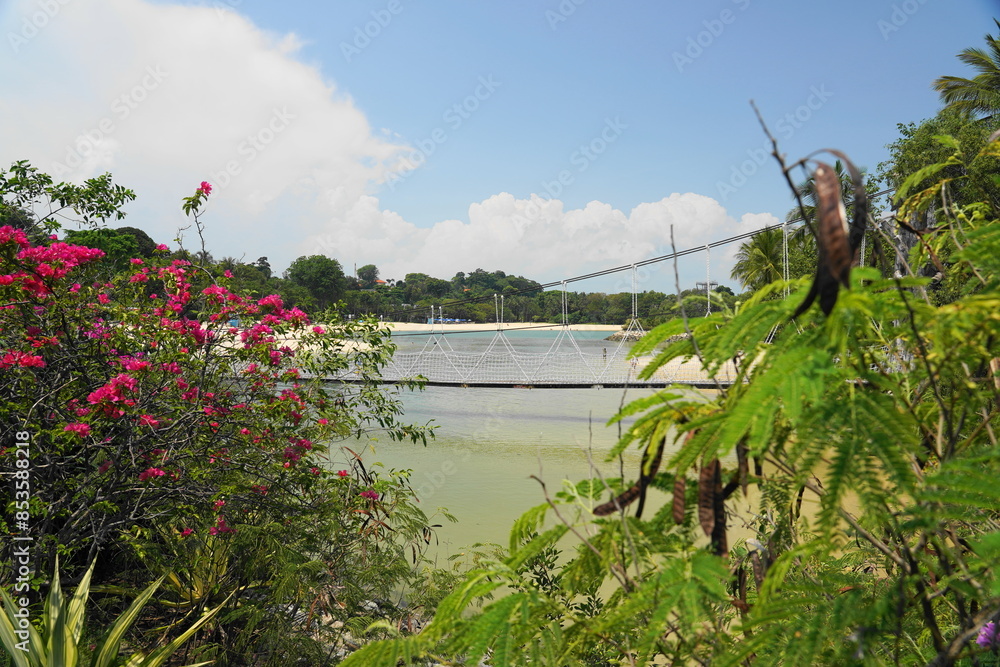 Palawan Beach on Sentosa Island in Singapore features a famous rope ...
