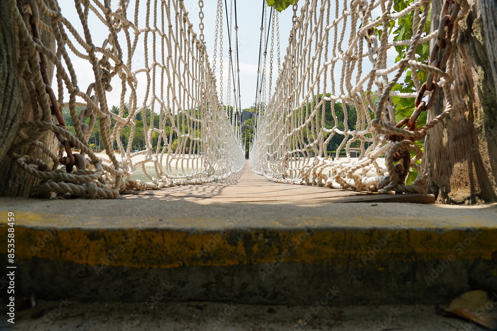 Palawan Beach on Sentosa Island in Singapore features a famous rope ...