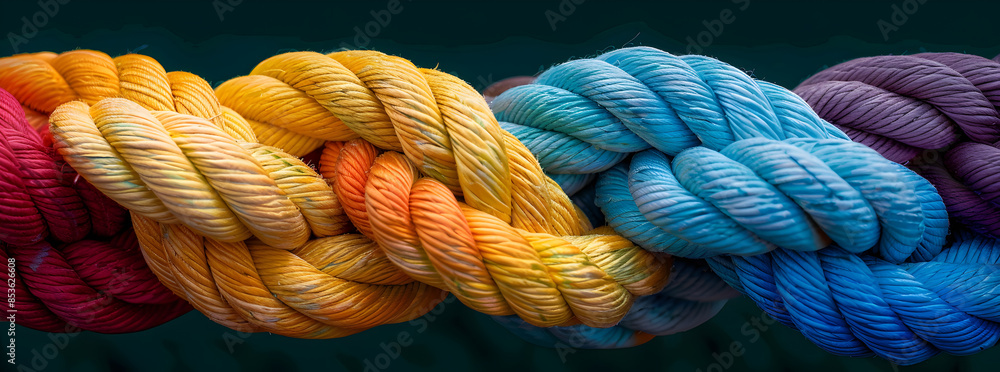 Team rope diverse strength connect partnership together teamwork unity ...