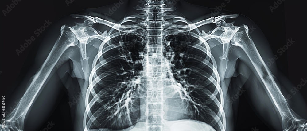 X-ray image of human chest and shoulder bones. Stock Photo | Adobe Stock