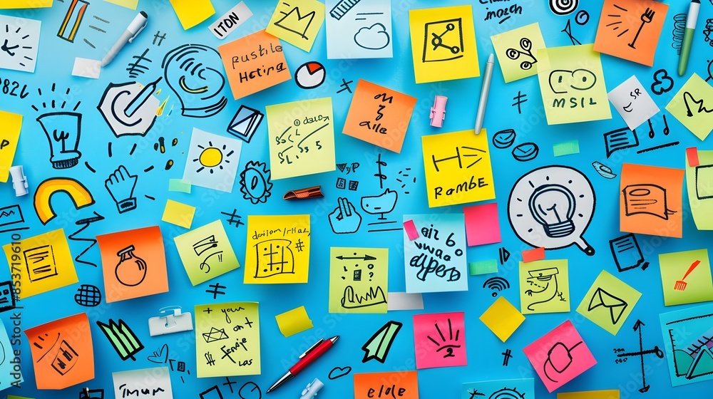 Collection of sticky notes with various handwritten messages and ...