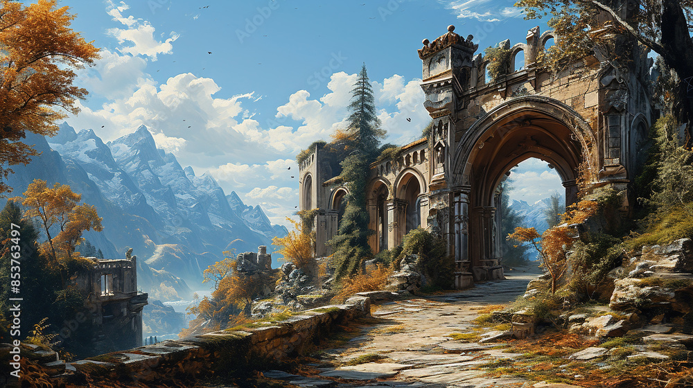 Beautiful Pathway An Ancient Rural Village With Trees and Vintage ...