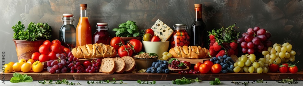 Business environment with organic and NonGMO food samples, ample copy ...