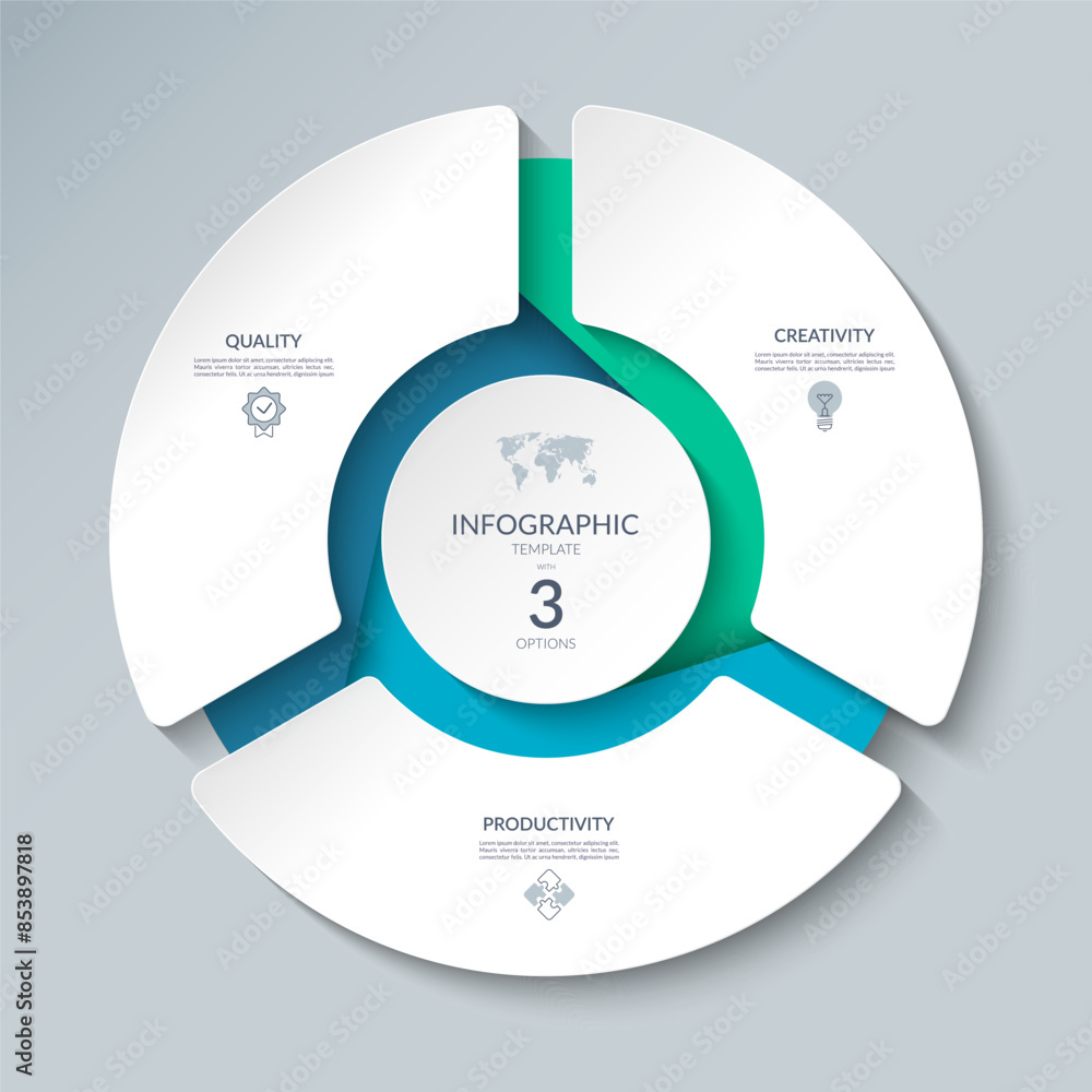 Infographic circular diagram with 3 options. Round chart that can be ...