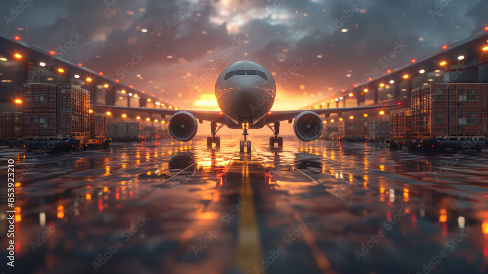 Beautiful and exquisite real 3D background about an air cargo airport ...