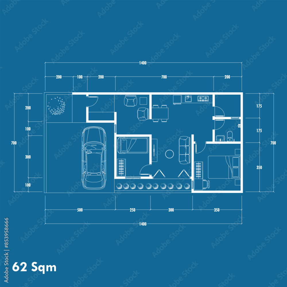 Floor plan blueprint, Figure of the jotting sketch of the construction ...
