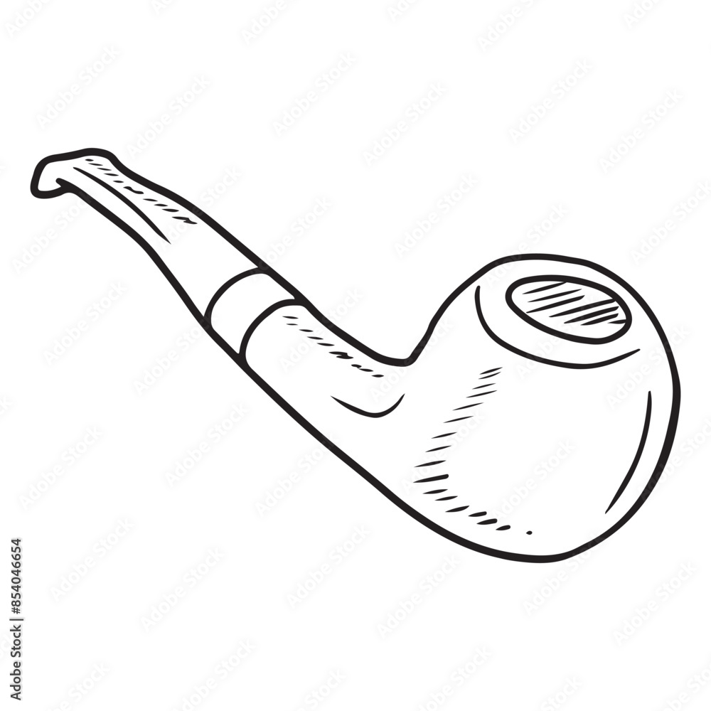 Beautiful realistic pipe drawing in black isolated on white background ...