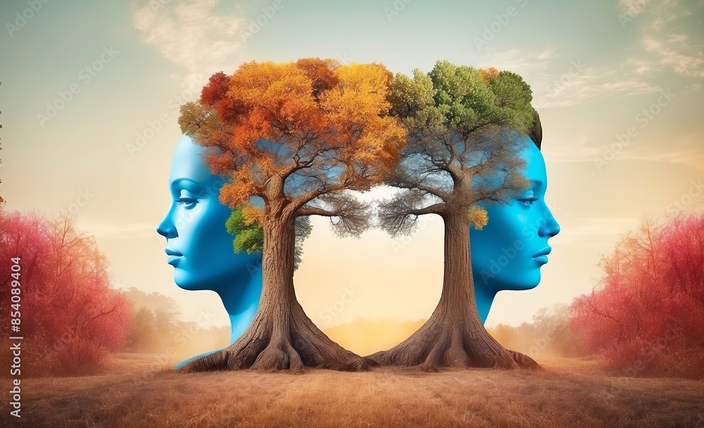 Living with alzheimers disease with two trees in the shape of a human ...