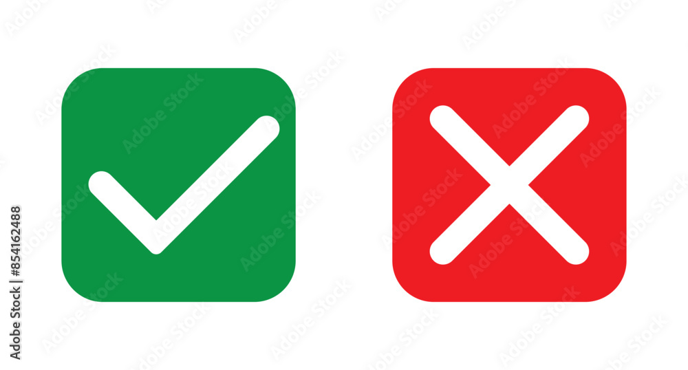 Tick and cross checkmark icon. Check mark and wrong mark icon design ...