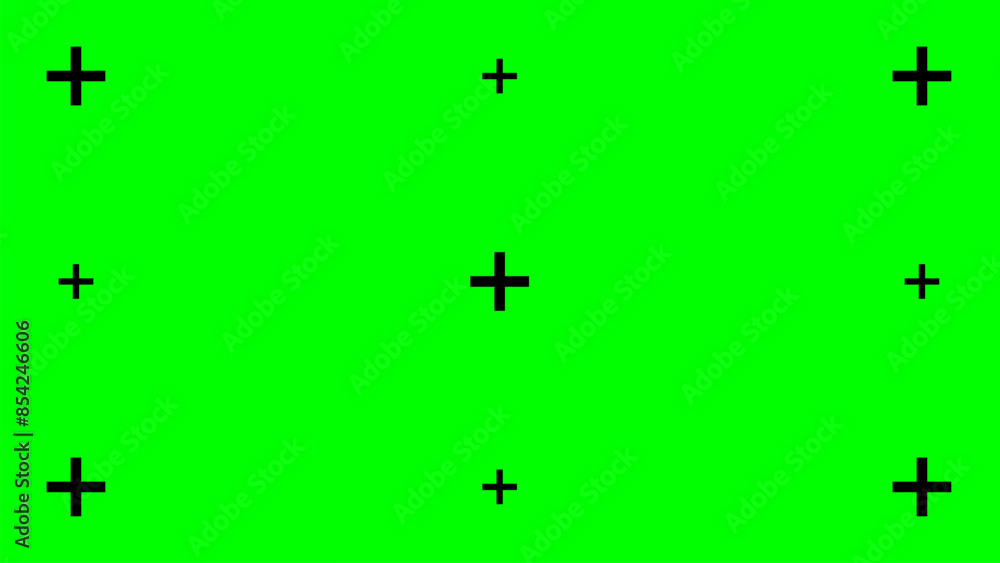 Green screen background with black tracking cross shaped marks ...