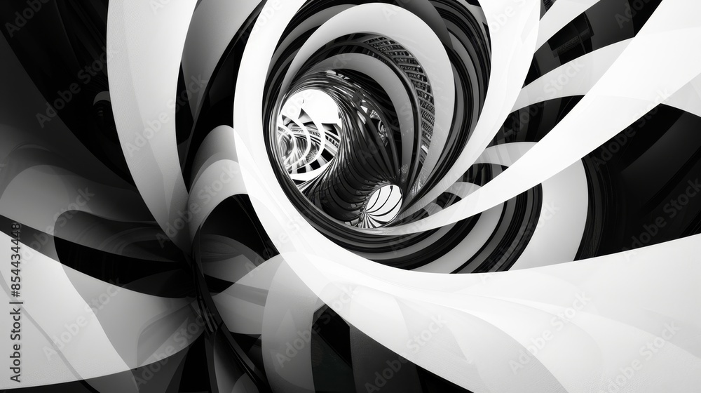 Spectacular Art Deco Abstract in High Contrast Black and White with ...