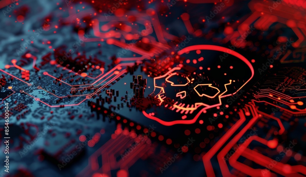 A digital cybercrime background concept depicting vulnerable computer ...