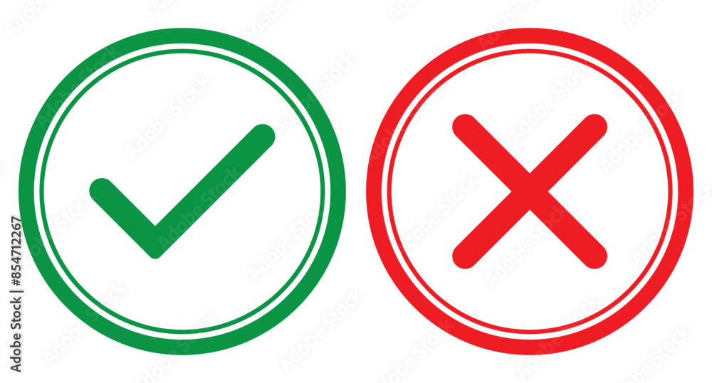 Tick and cross checkmark icon. Check mark and wrong mark icon design ...