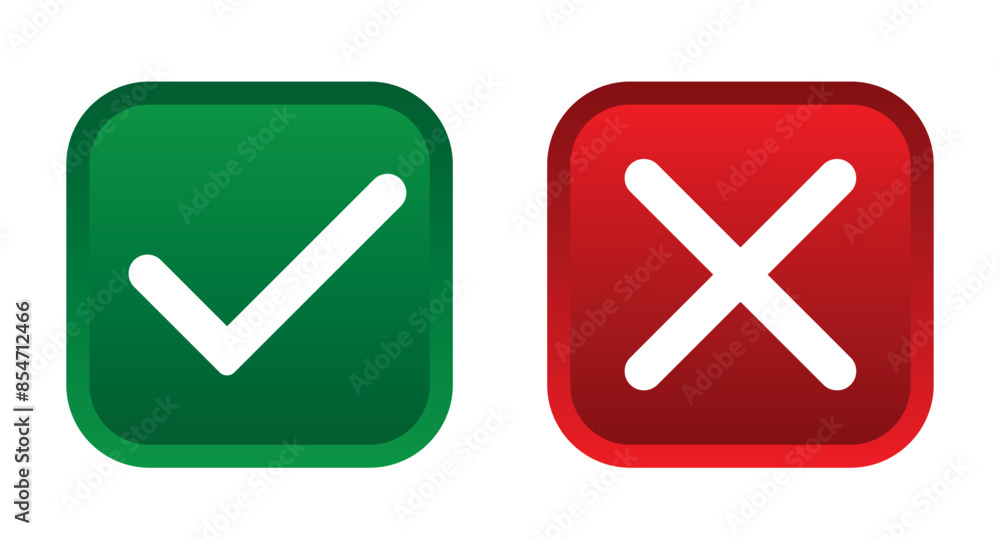 Check mark and wrong mark icon design. Tick and cross checkmark icon ...