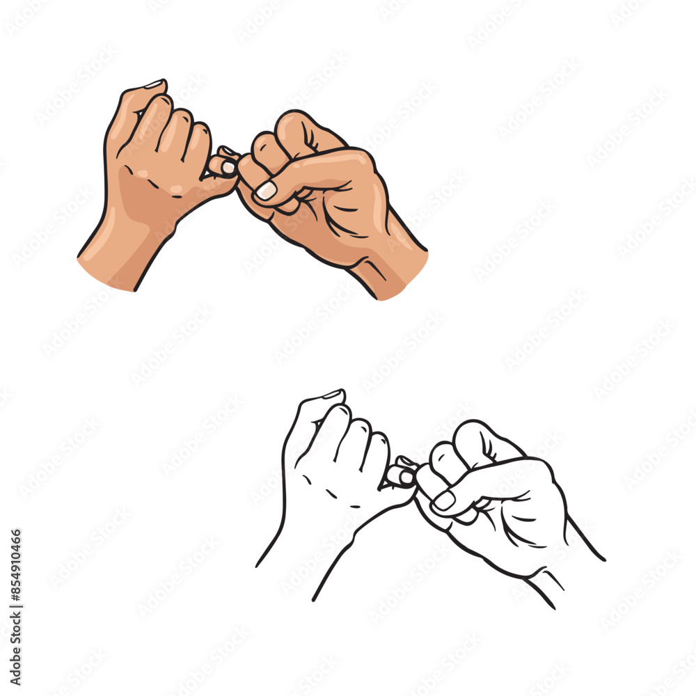 pinky promise drawing with line art style. Simple design outline style ...