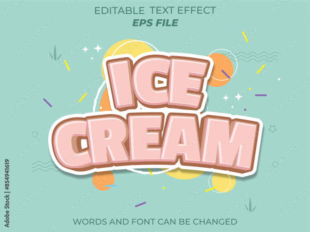 ice cream text effect, font editable, typography, 3d text for food ...