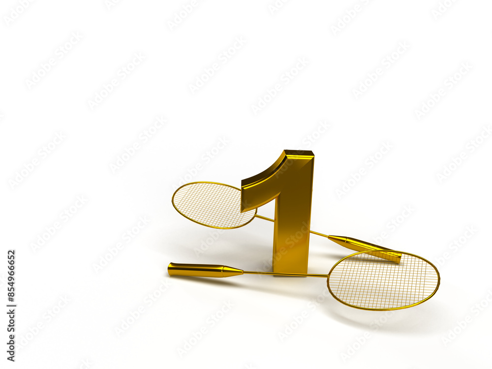 Gold trophy with racket cup for badmint competitions for taking 1st ...