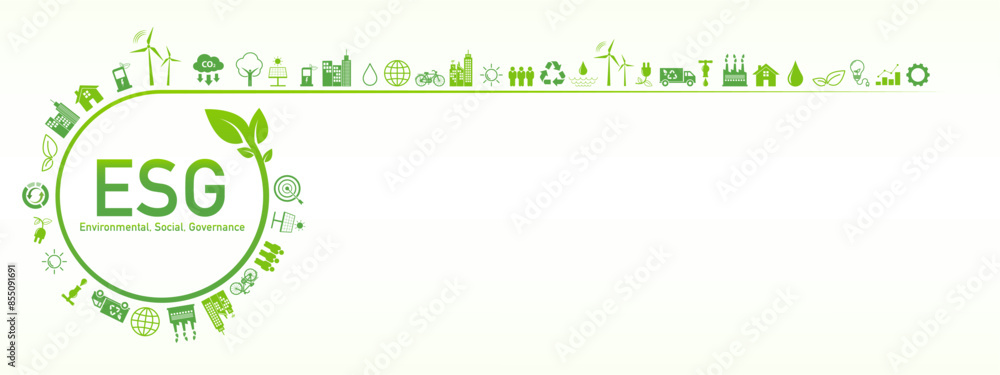 Banner for Sustainability development, ESG, green energy, sustainable ...