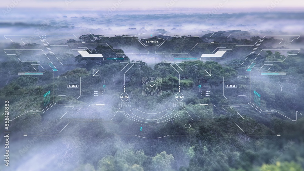 HUD navigation screen system aerial view explorer jungle landscape ...