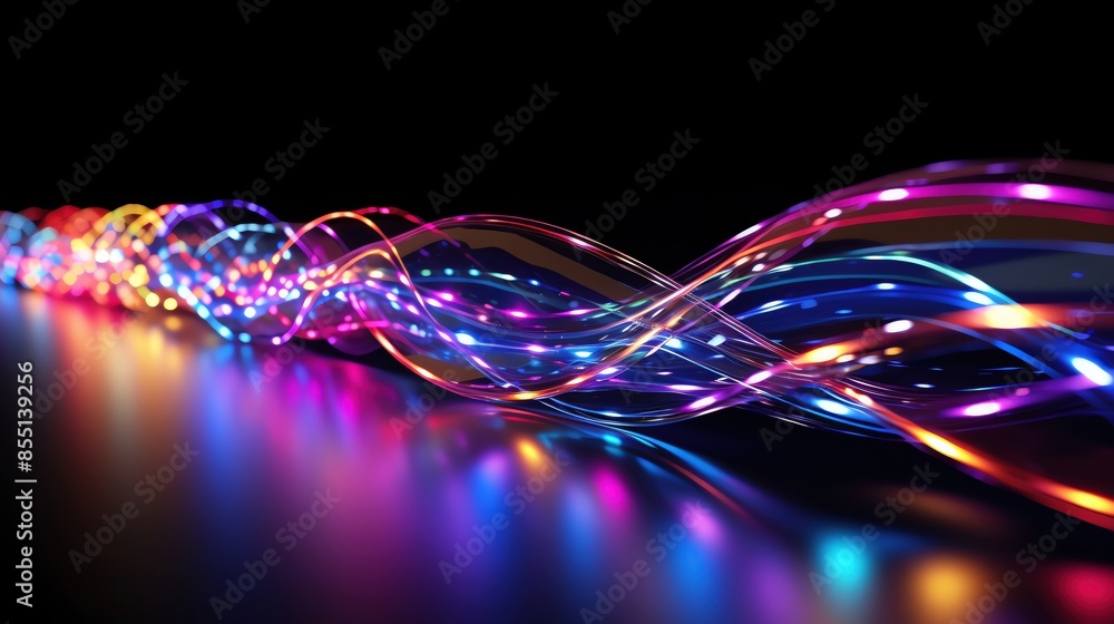 Fiber optic transmission side view presenting fast and reliable data ...
