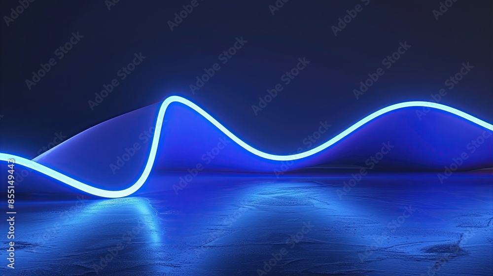neon blue wave 3d render: abstract background with led lights for ...