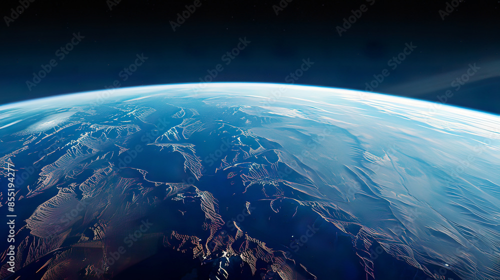 Realistic near space image 20km above Earth with the curvature of the ...