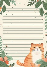 Cat And Floral Notepaper Free Stock Photo - Public Domain Pictures