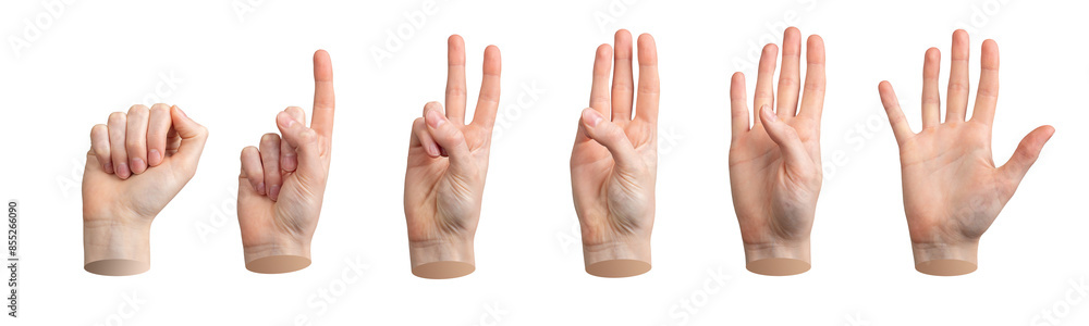 Hand counting fingers. zero, one, two, three, four, five, numbers ...