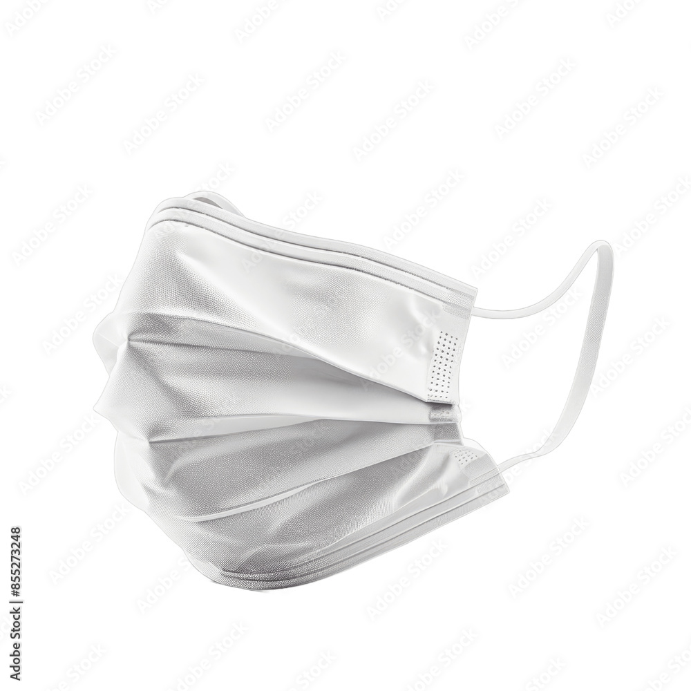 Blank white fabric face mask mockup side view 3d rendering Empty ...