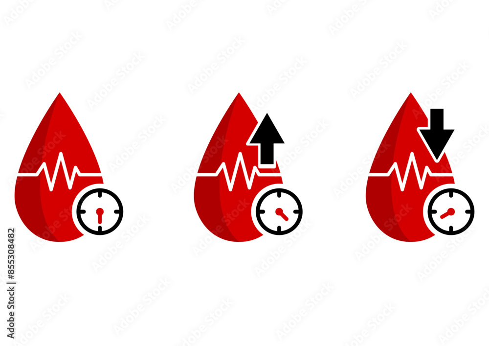 high and low Blood pressure isolated on white background flat vector ...