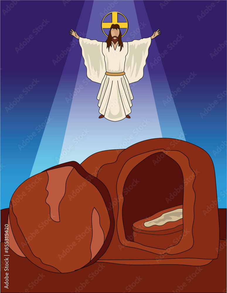 Vector illustration of the Way of the Cross, stages, viacrucis Stock ...
