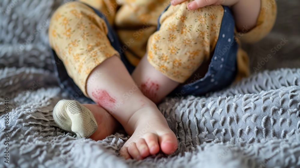 Allergic rash on the legs of the toddler baby boy Red pimples from ...