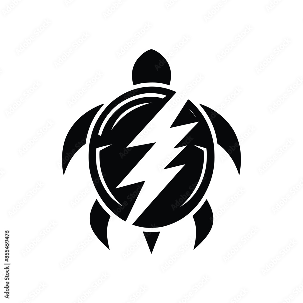 Turtle Iconography with Thunder bolt Flat Sign Representing Symbolism ...
