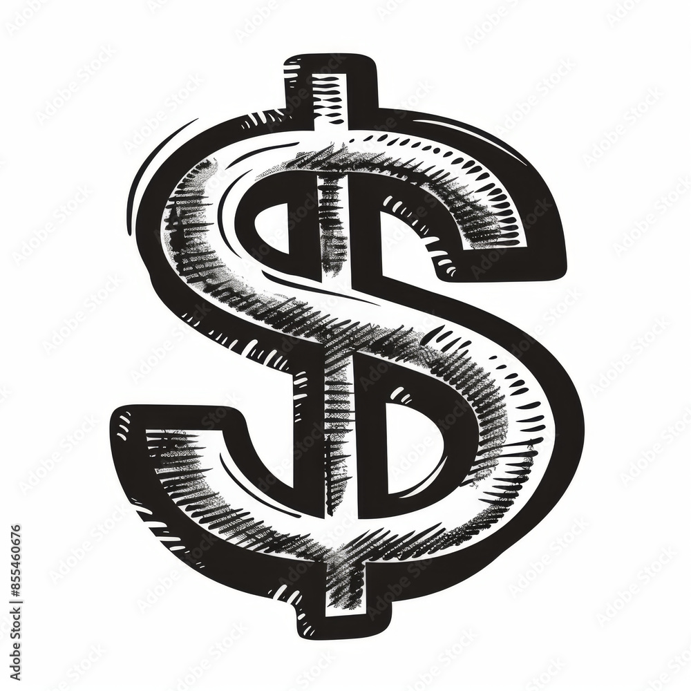 Cute minimal hand drawn vector doodle of a dollar sign Stock Photo ...