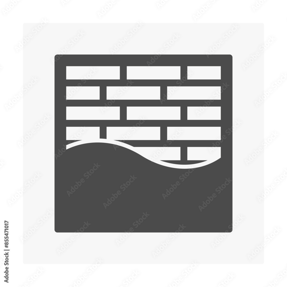 Brick wall and plastering vector icon. Natural material to build ...