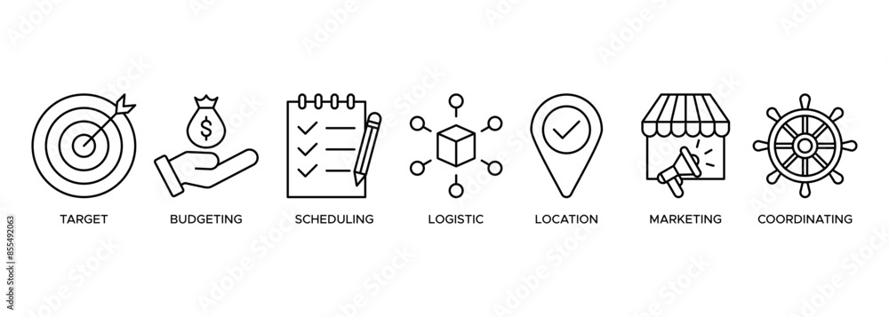 Event management banner web icon illustration concept with icon of ...
