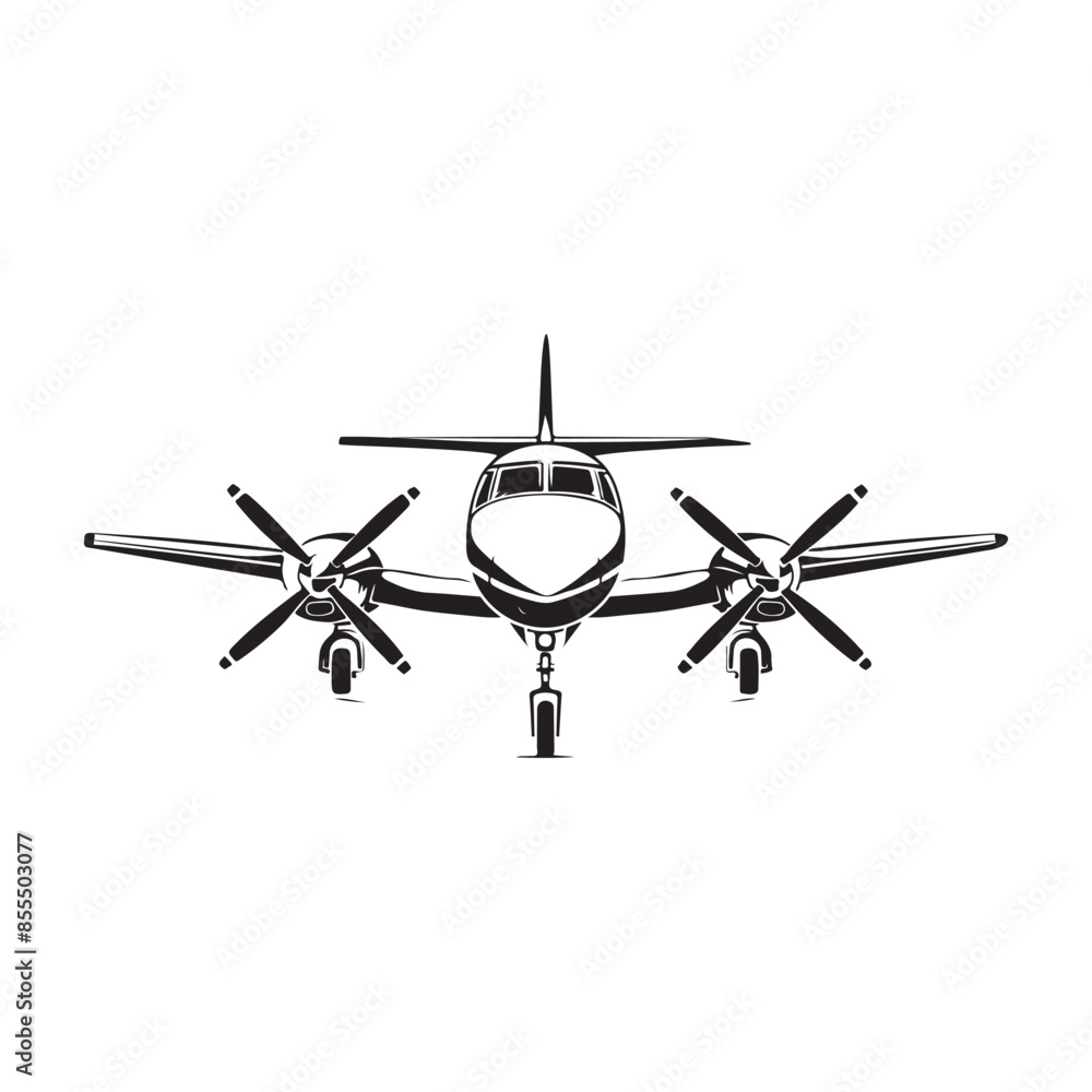 Propeller Plane Front View Images vector isolated on white background ...