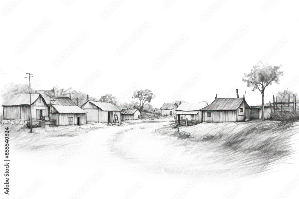 PNG Small village drawing sketch outdoors. Stock Illustration | Adobe Stock
