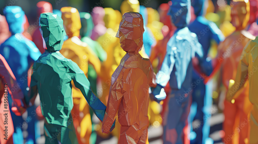 People of all colors holding hands, inclusive business mindset values ...