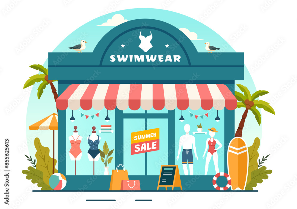 Swimwear Vector Illustration featuring a Variety of Bikini and Swimsuit ...