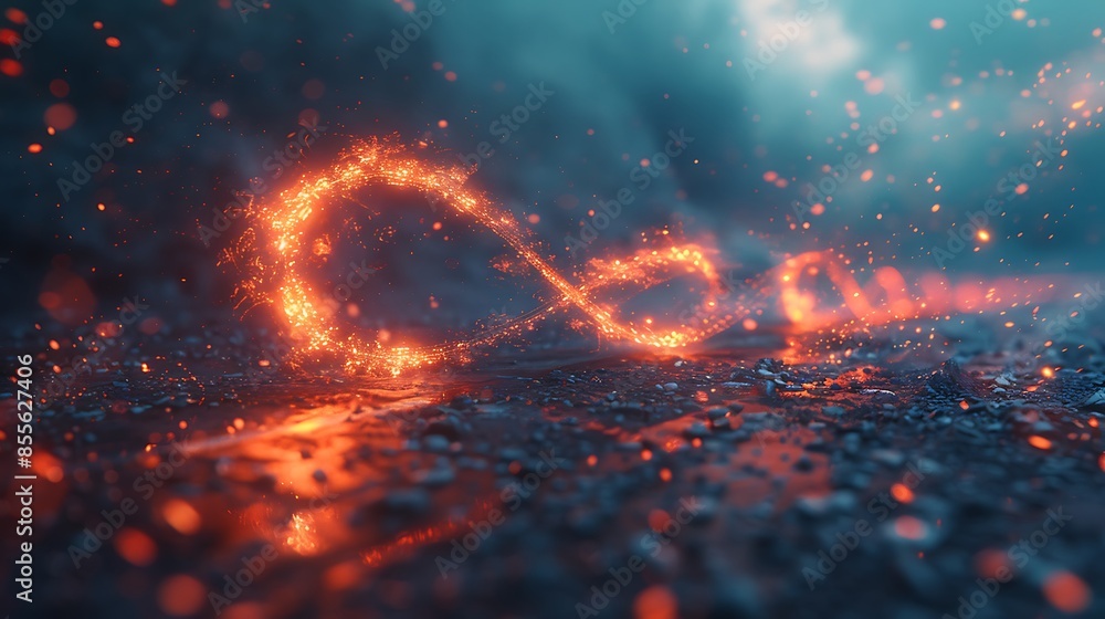 A detailed image of double exposure of infinity symbols with roadways ...