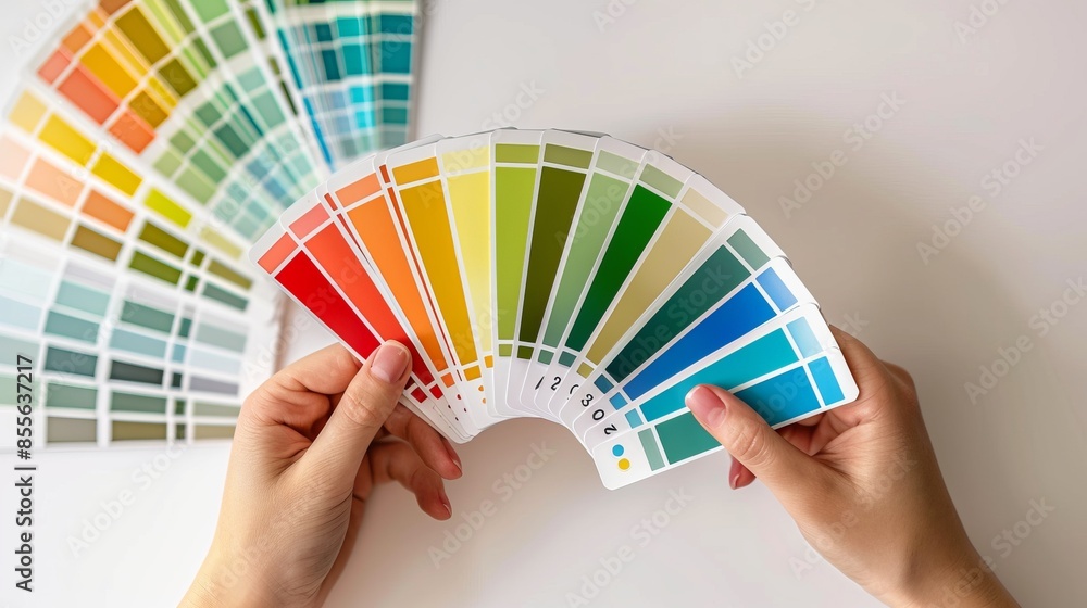 Color palette with fan of paint swatches in hand. A perfect tool for ...