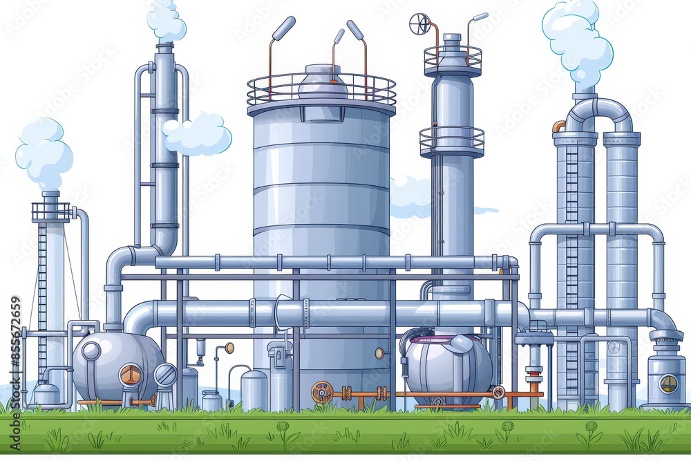 A refinery tower clipart, distillation column element, illustration ...